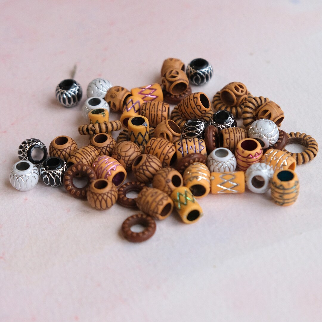 Set of 50 Mixed Acrylic Hair / Beard / Braid Beads - Etsy