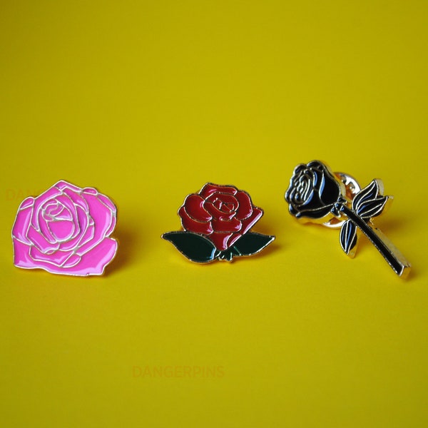 Rose Enamel Pin - Etsy