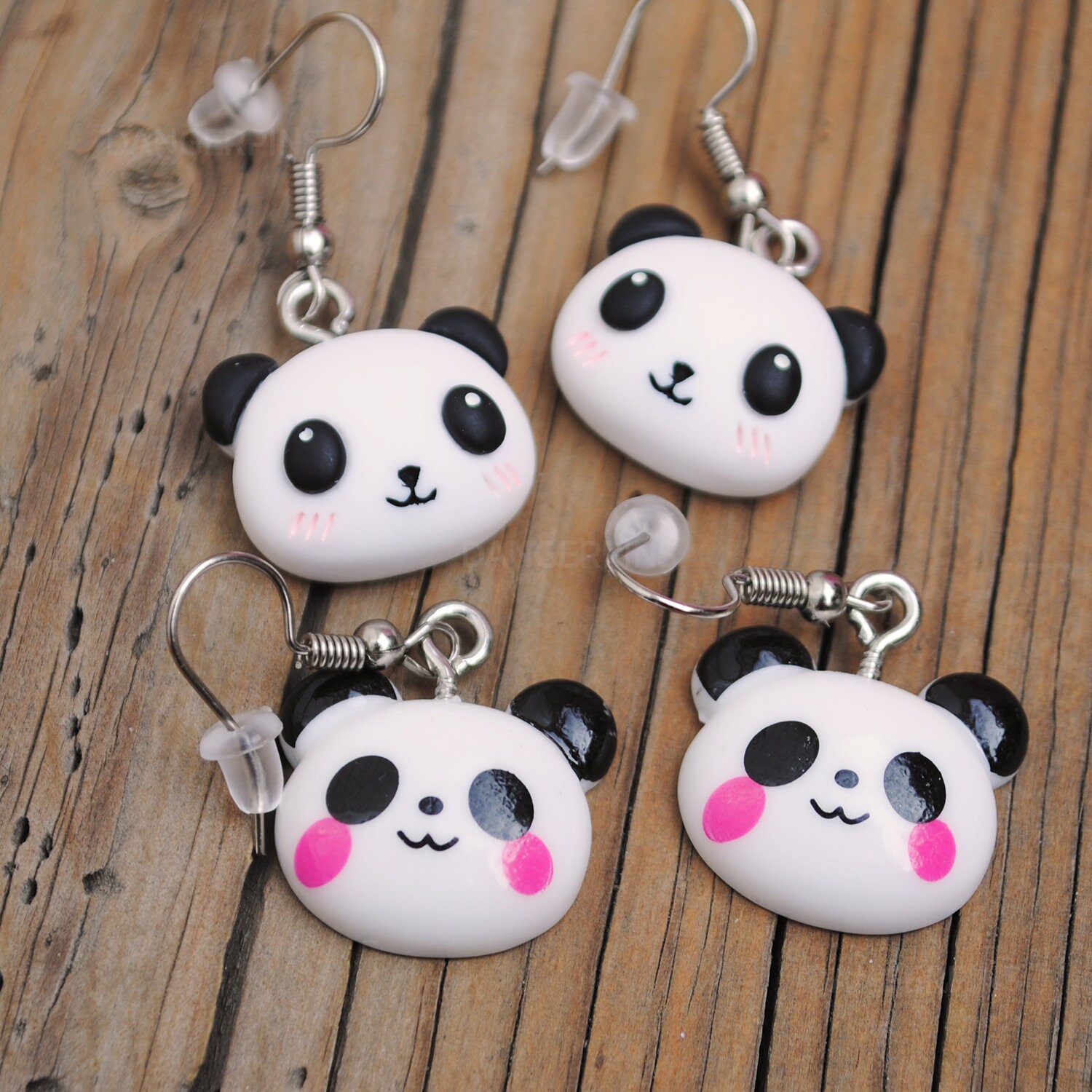 Cute Panda Head Earrings 2 Styles - Etsy