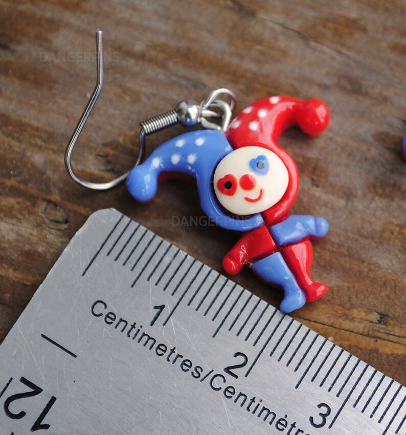 Weirdo Jester Clown Earrings Red or Orange | Etsy