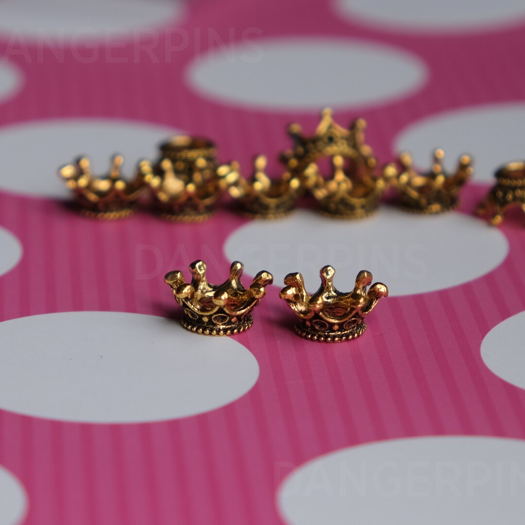 Set of 10 Short Crowns Hair / Beard / Braid Beads - Alloy Rings Charms ...