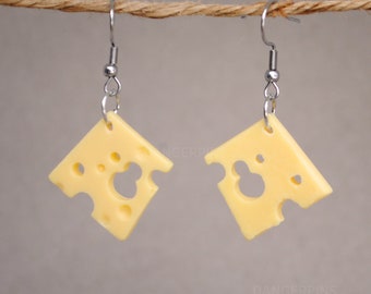 Cheese Slice Earrings: Dairy Cow Swiss Cheese Slices - Etsy