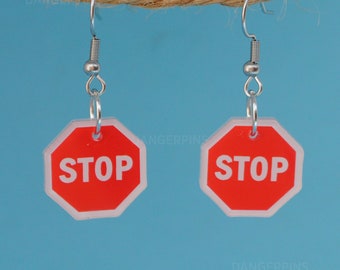 Stop Sign Earrings - Etsy