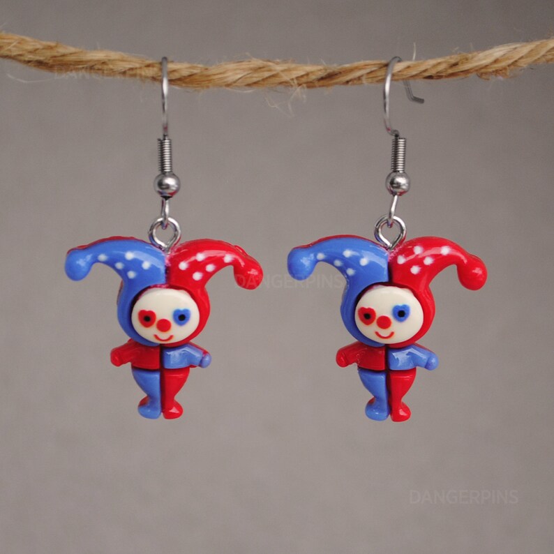 Weirdo Jester Clown Earrings Red or Orange | Etsy
