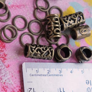 30 Mixed Bronze Viking / Celtic Hair Beard Braid Beads - Tubes & Rings ...