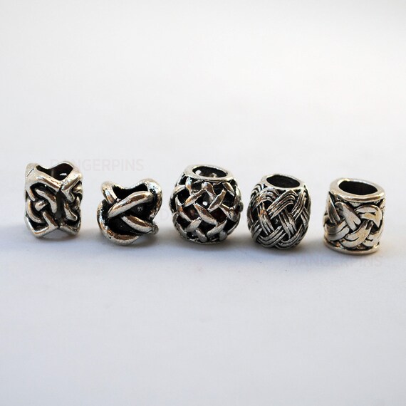 5 mixed Celtic Knot hair beard braid beads alloy metal silver viking Etsy