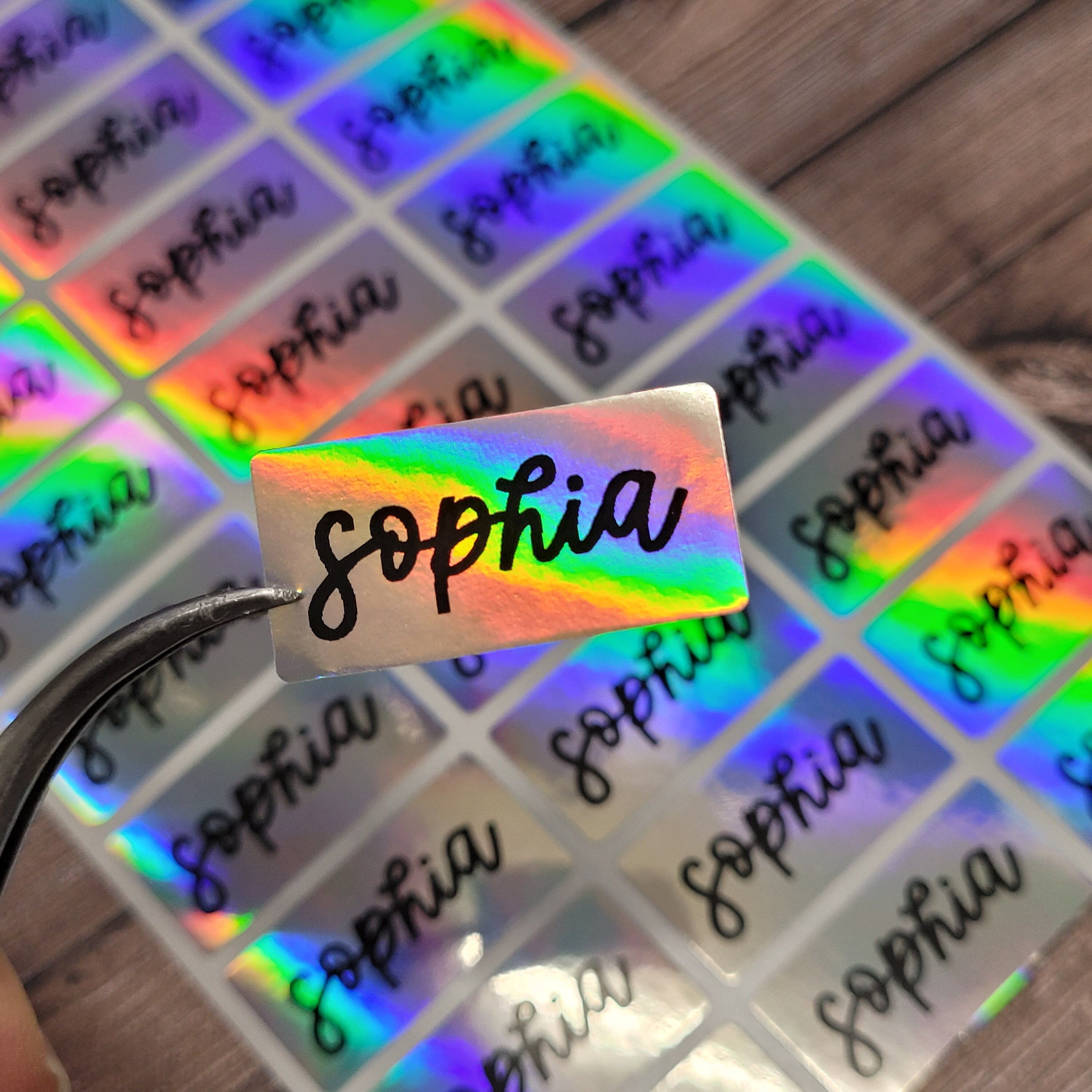 Holographic Waterproof Name Stickers - Etsy