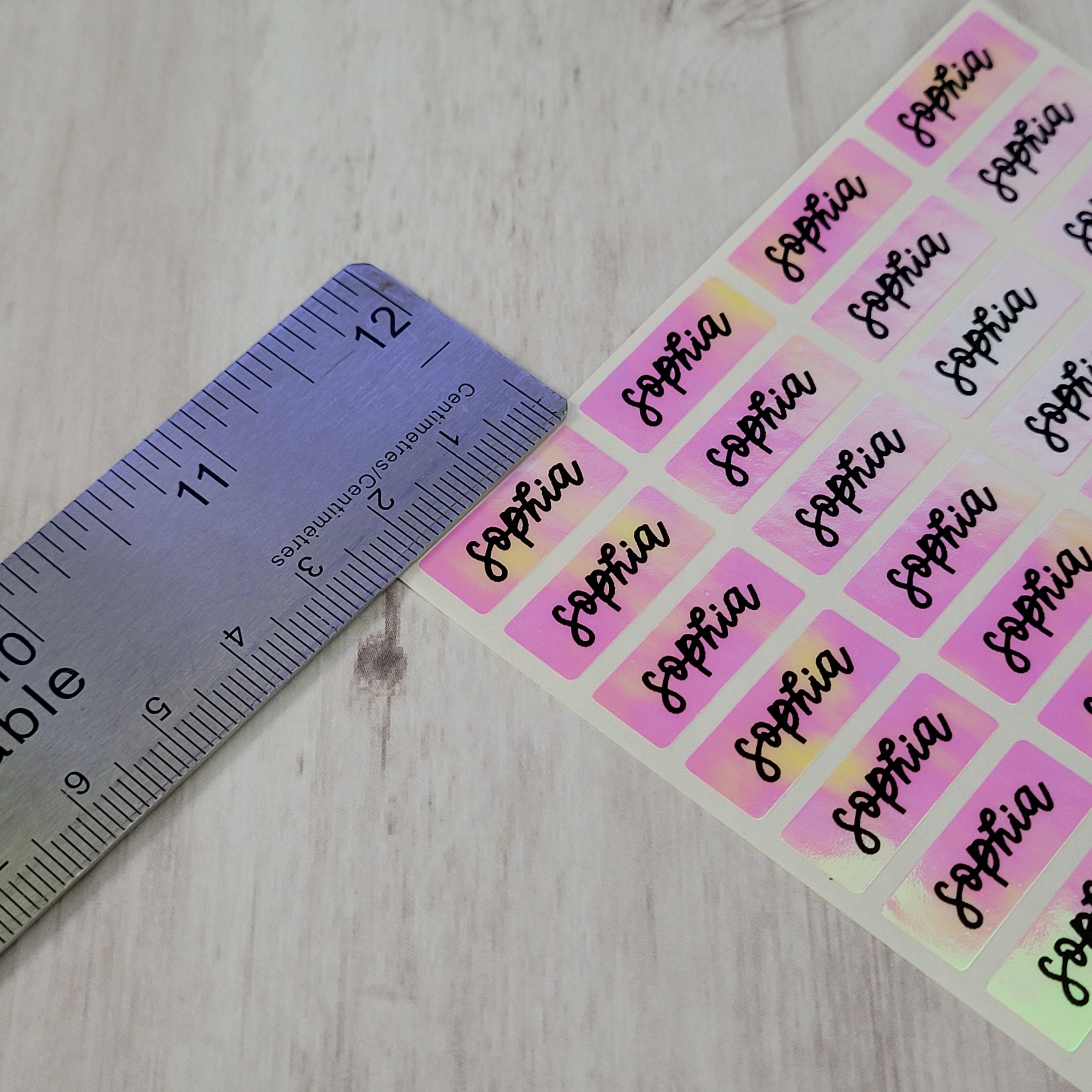 Pink Holographic Color Small Size Waterproof Name Stickers - Etsy
