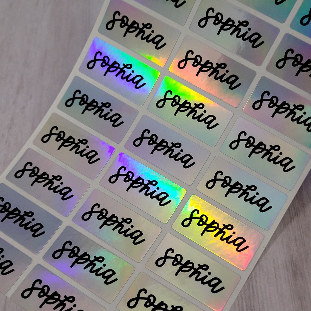 Holographic Waterproof Name Stickers - Etsy