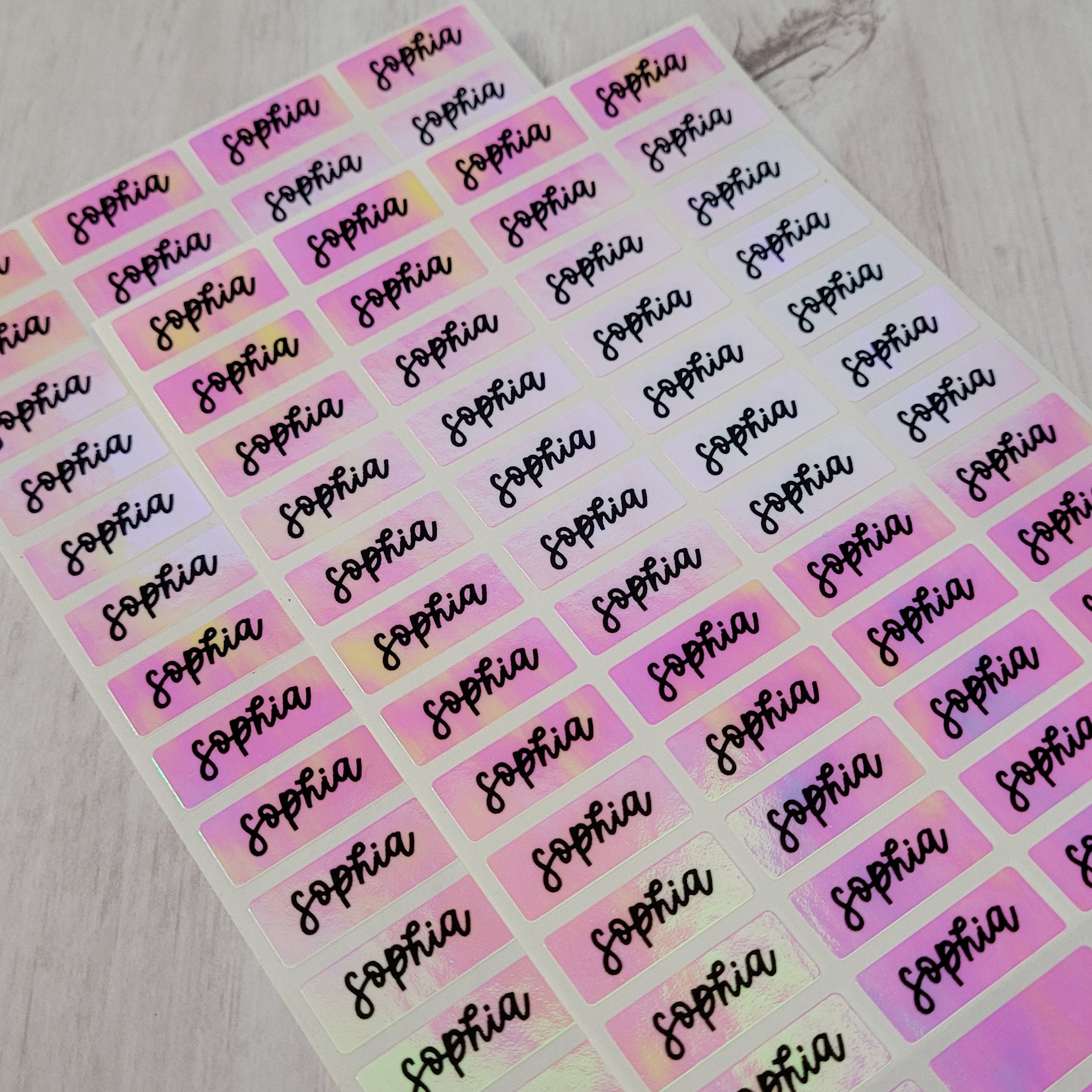 Pink Holographic Color Small Size Waterproof Name Stickers - Etsy