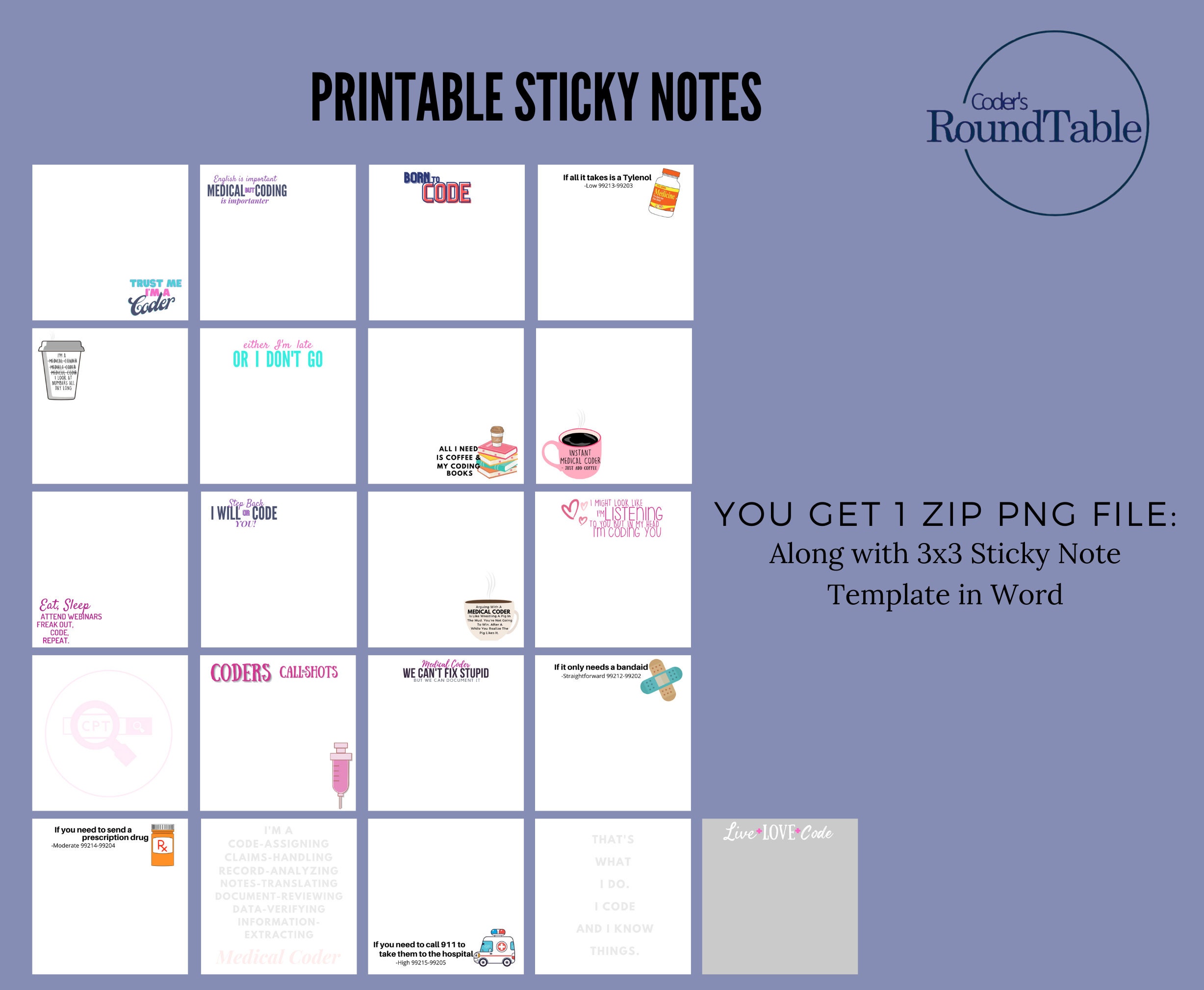 Medical Coder Instant Download Printable Stationery | Notepad Paper ...