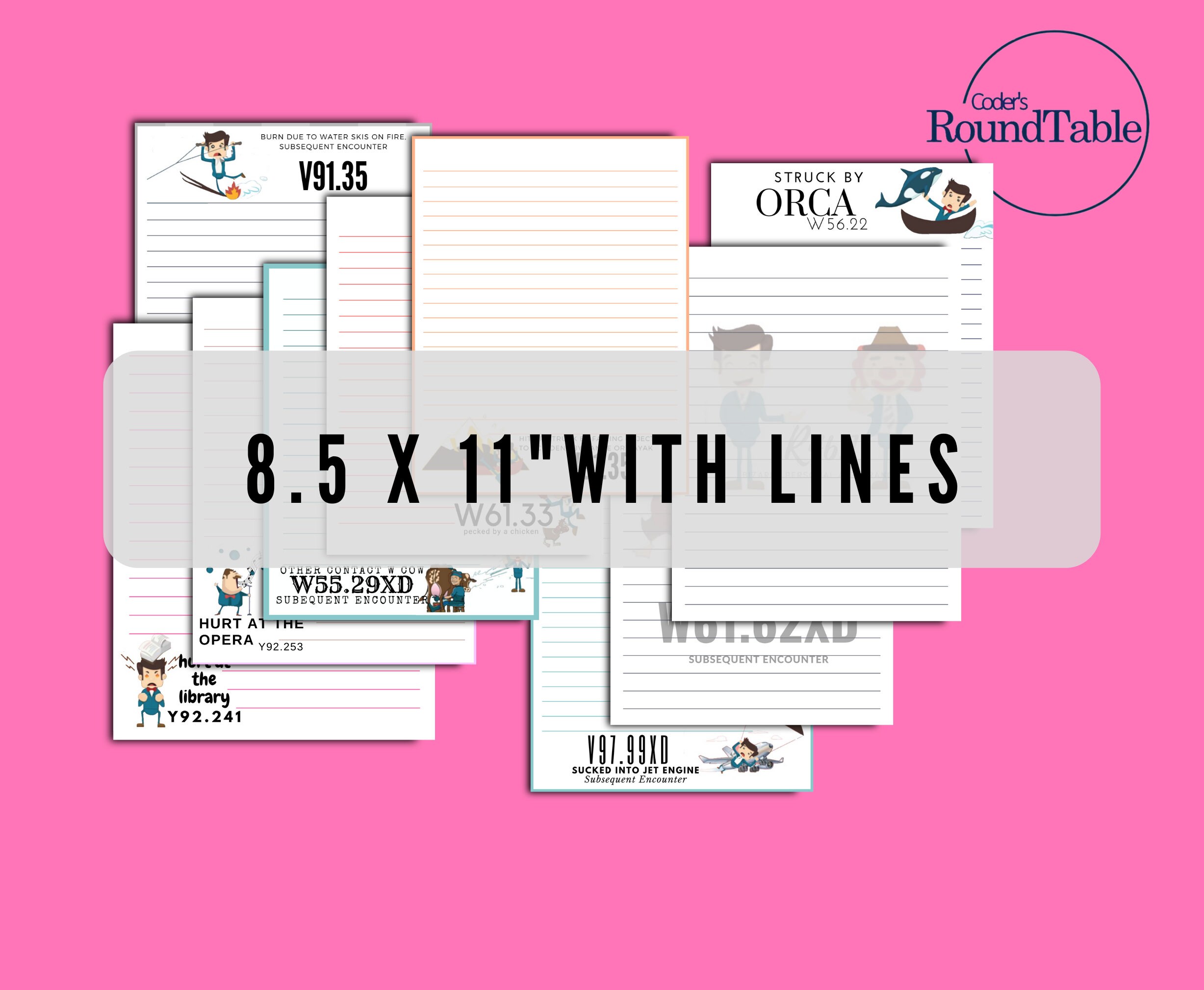 ICD-10 Code Memes Instant Download Printable Stationery | Notepad Paper ...