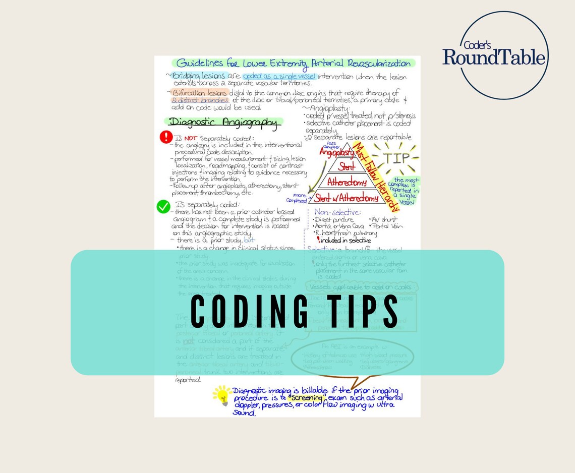 Lower Extremity Arterial Revascularization Coding Cheat Sheet - Etsy