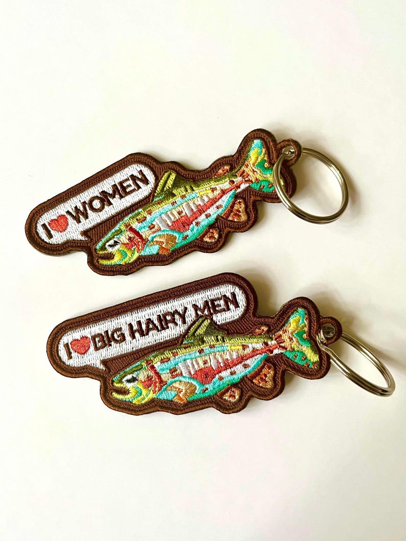 Rainbow Trout Embroidered Keychain Tags Pride - Etsy