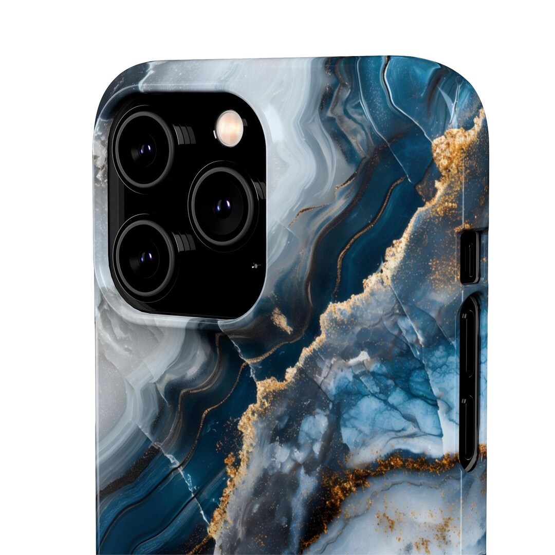 Luxury Navy Blue Marble iPhone Case Luxe Gold Vein Agate Design Phone ...