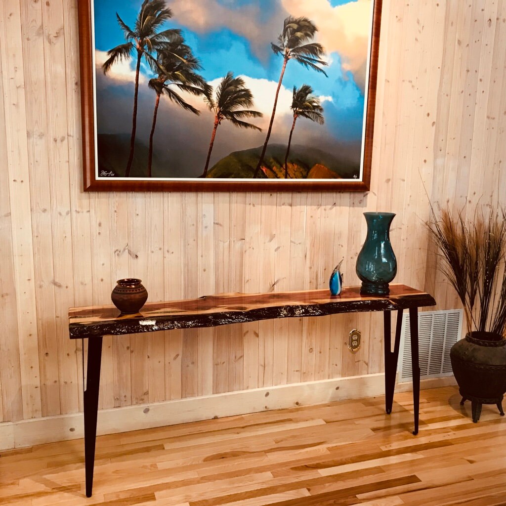 Live Edge Rustic Resin Table- Sofa Table, Entryway Table, Console Table ...