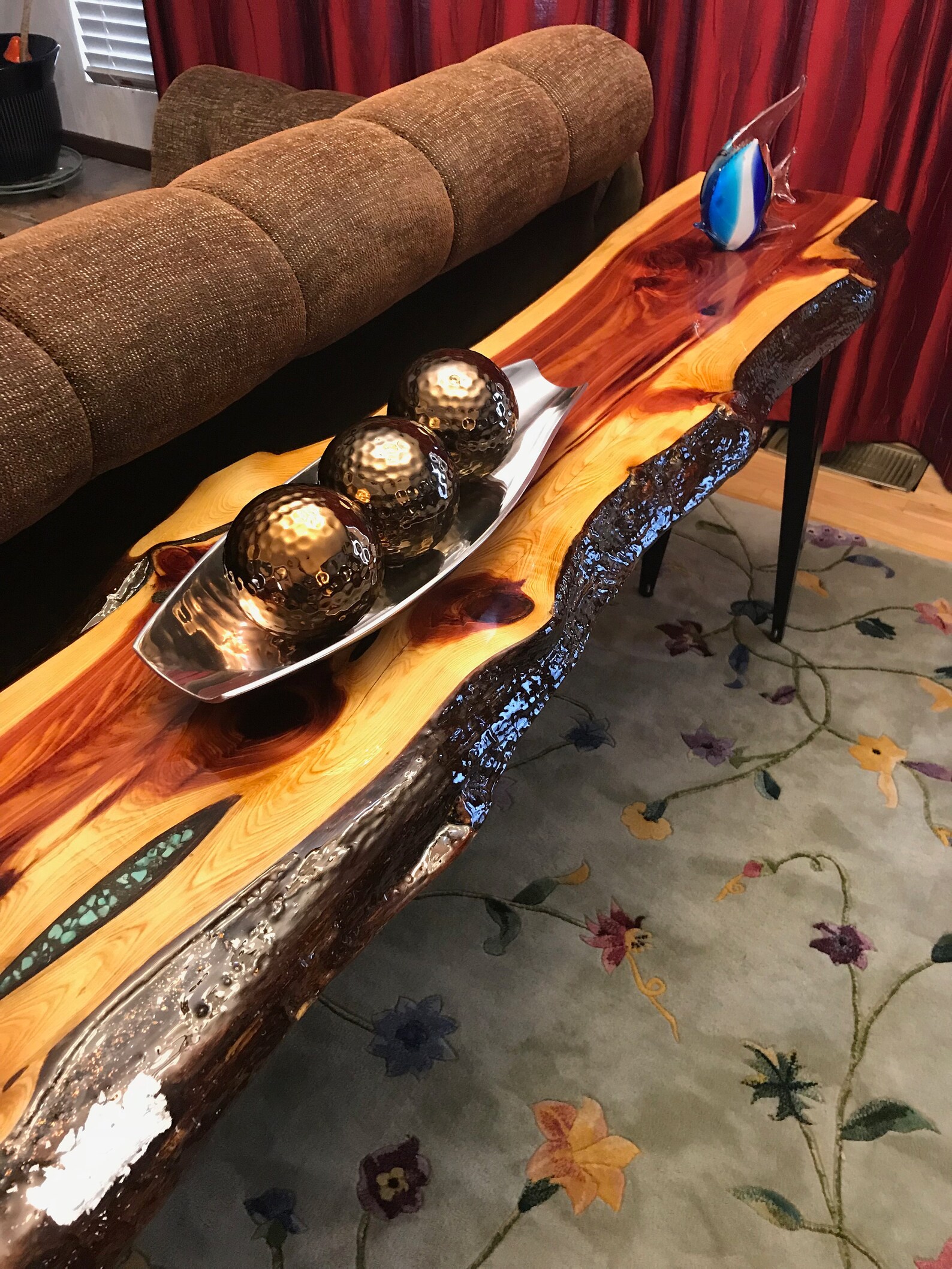 Live Edge Rustic Resin Table Sofa Table, Entryway Table, Console Table ...