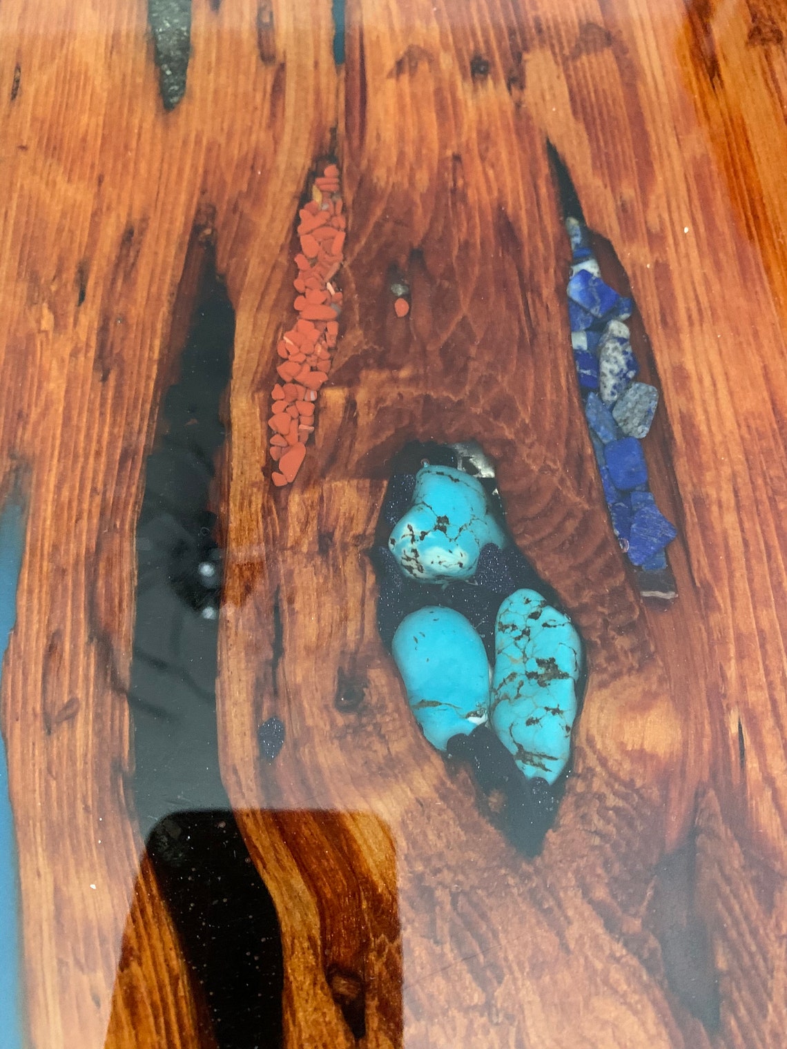 SOLD! Pecky Cypress Gem Embedded Dining Table - Etsy