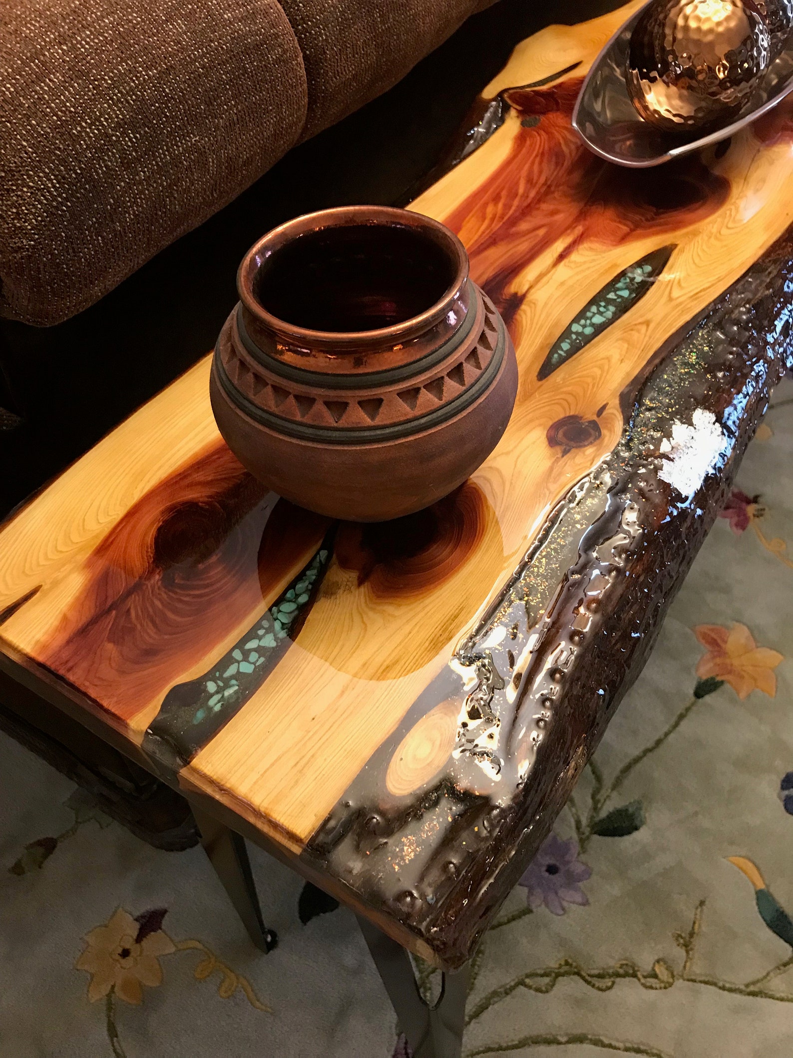 Live Edge Rustic Resin Table- Sofa Table, Entryway Table, Console Table ...