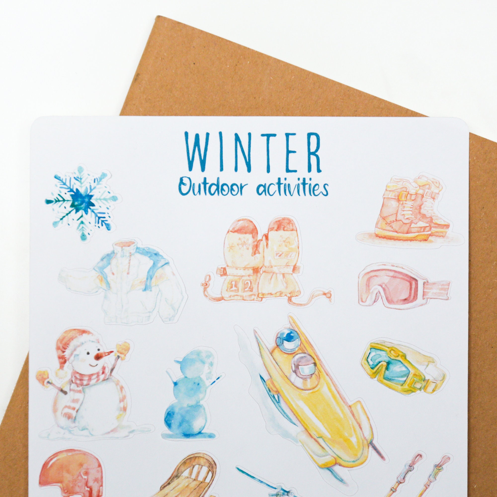 Winter Activities Themed Sticker Sheet for Journaling Winter | Etsy