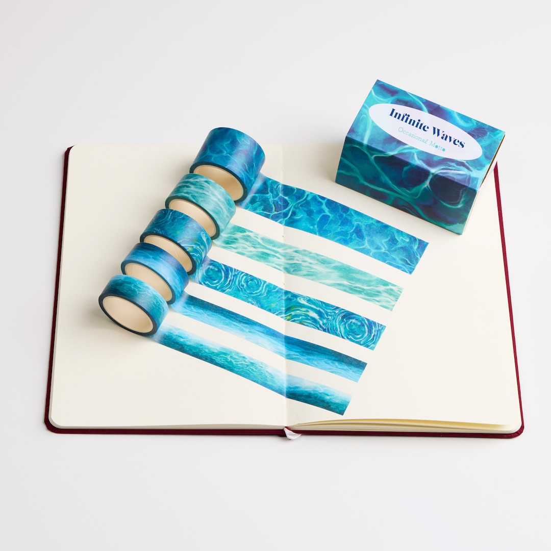 5 Rolls Infinite Waves Washi Tape Set | 30mm 20mm 15mm Width | 5 Meters ...