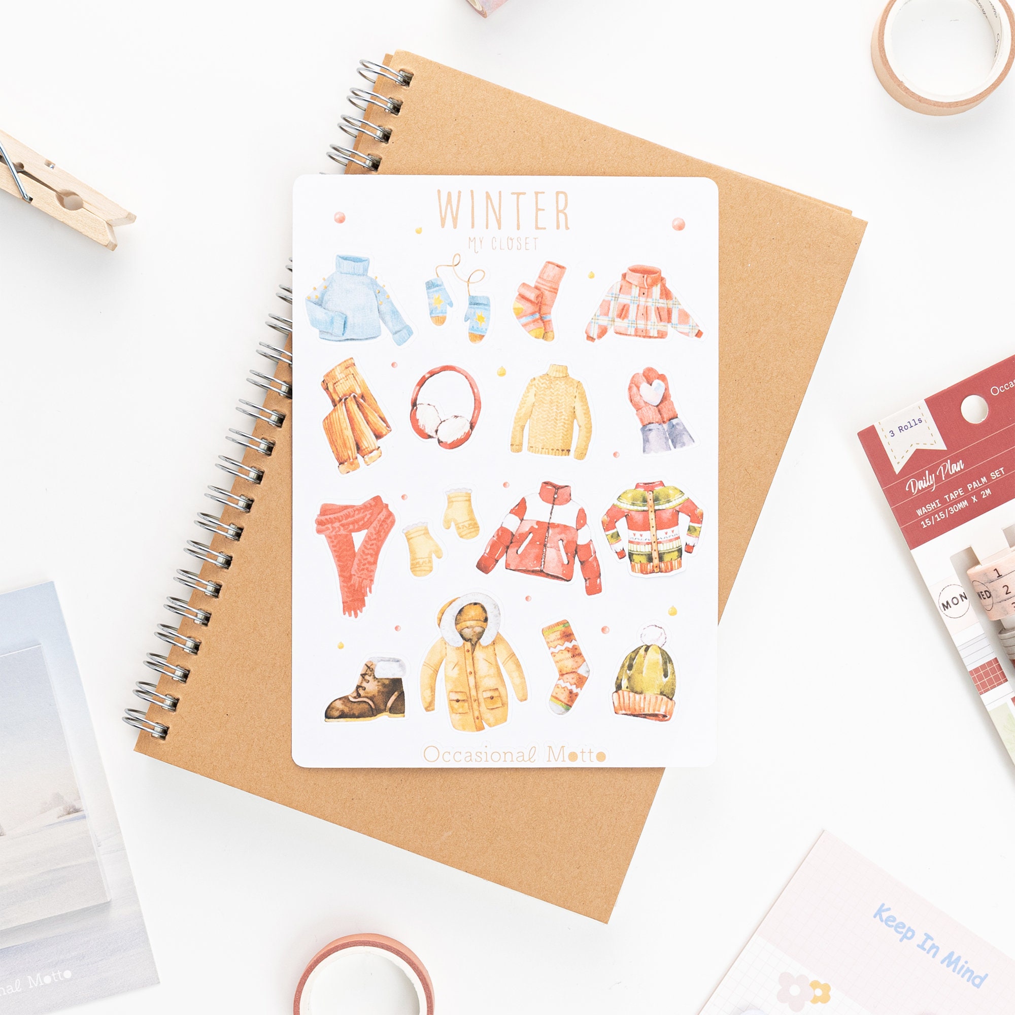 Winter Clothing Themed Sticker Sheet for Journaling | My Closet Object ...