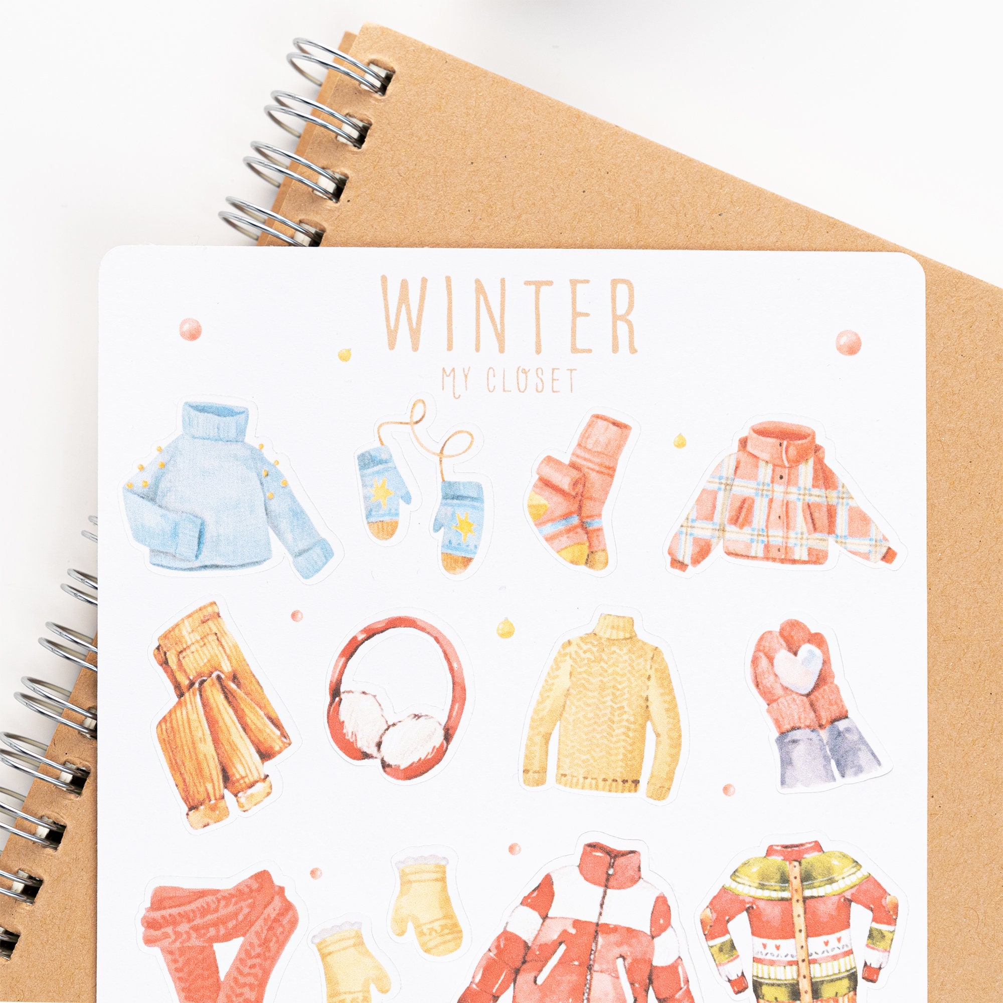 Winter Clothing Themed Sticker Sheet for Journaling | My Closet Object ...