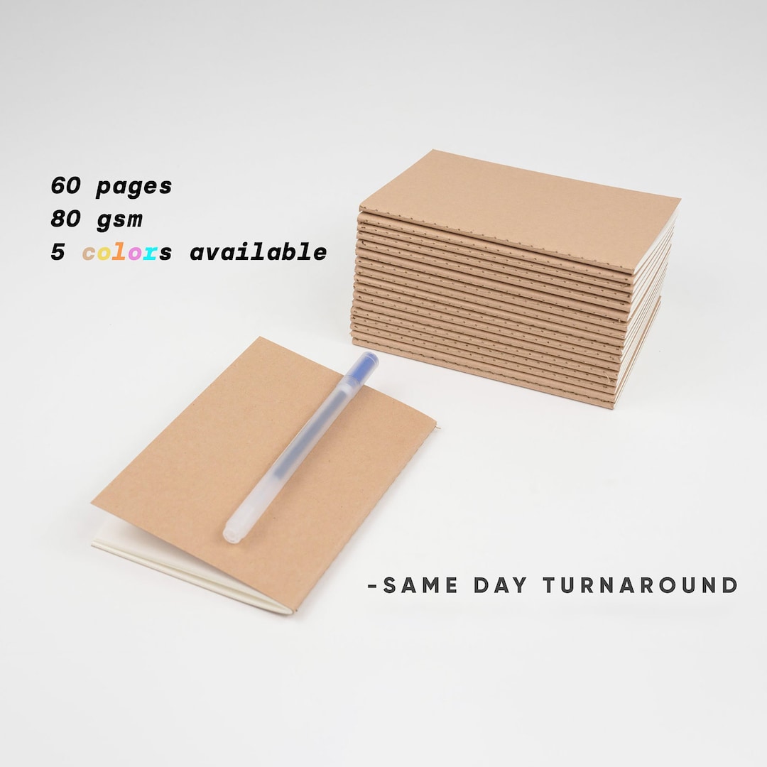 Set of 10 Bulk A6 Notebooks | 4 X 5.5 Inch | 60 Pages 30 Sheets | Kraft ...
