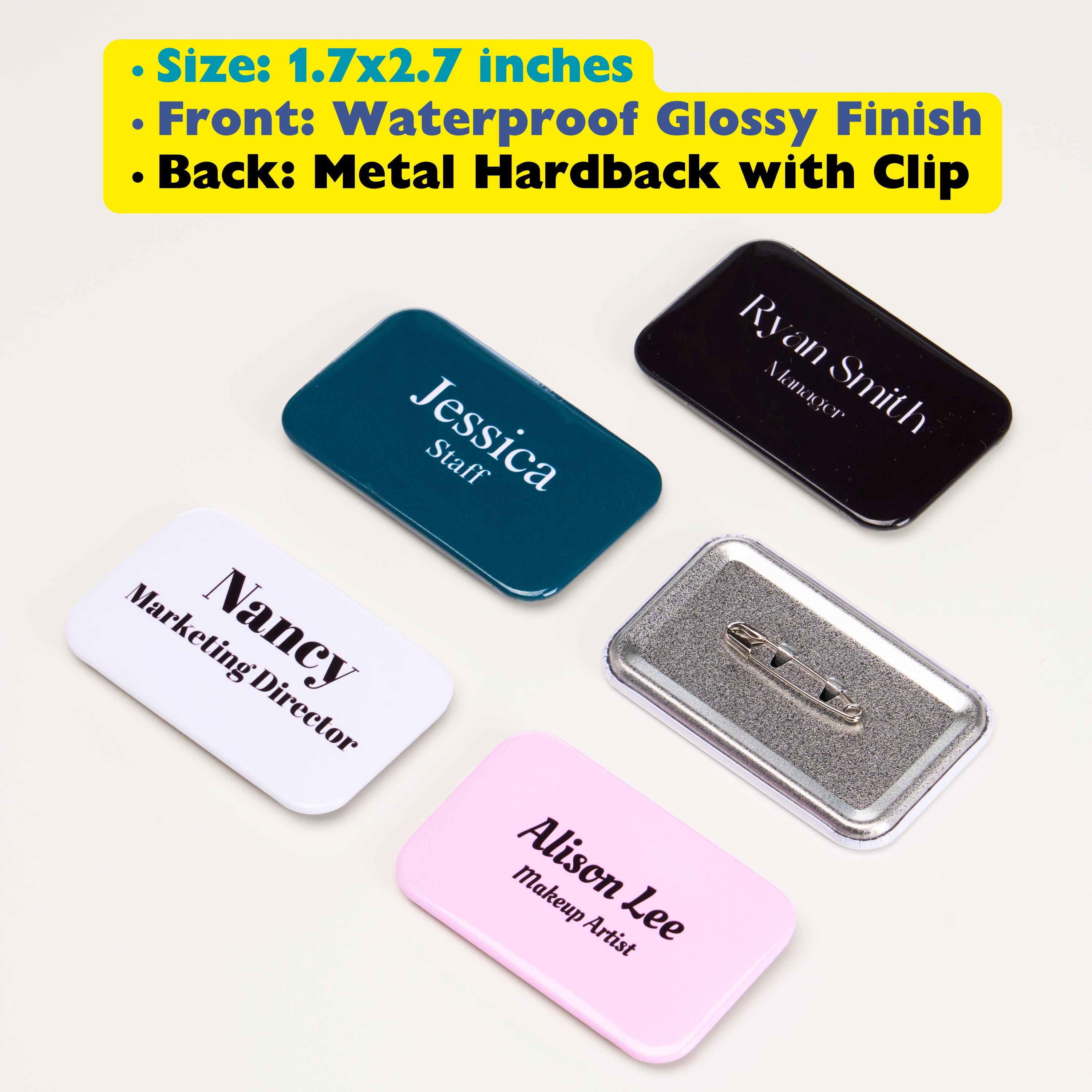 Custom Hardback Name Tag Clip Pin | 1.7x2.7 Inches Badge | Occasional ...