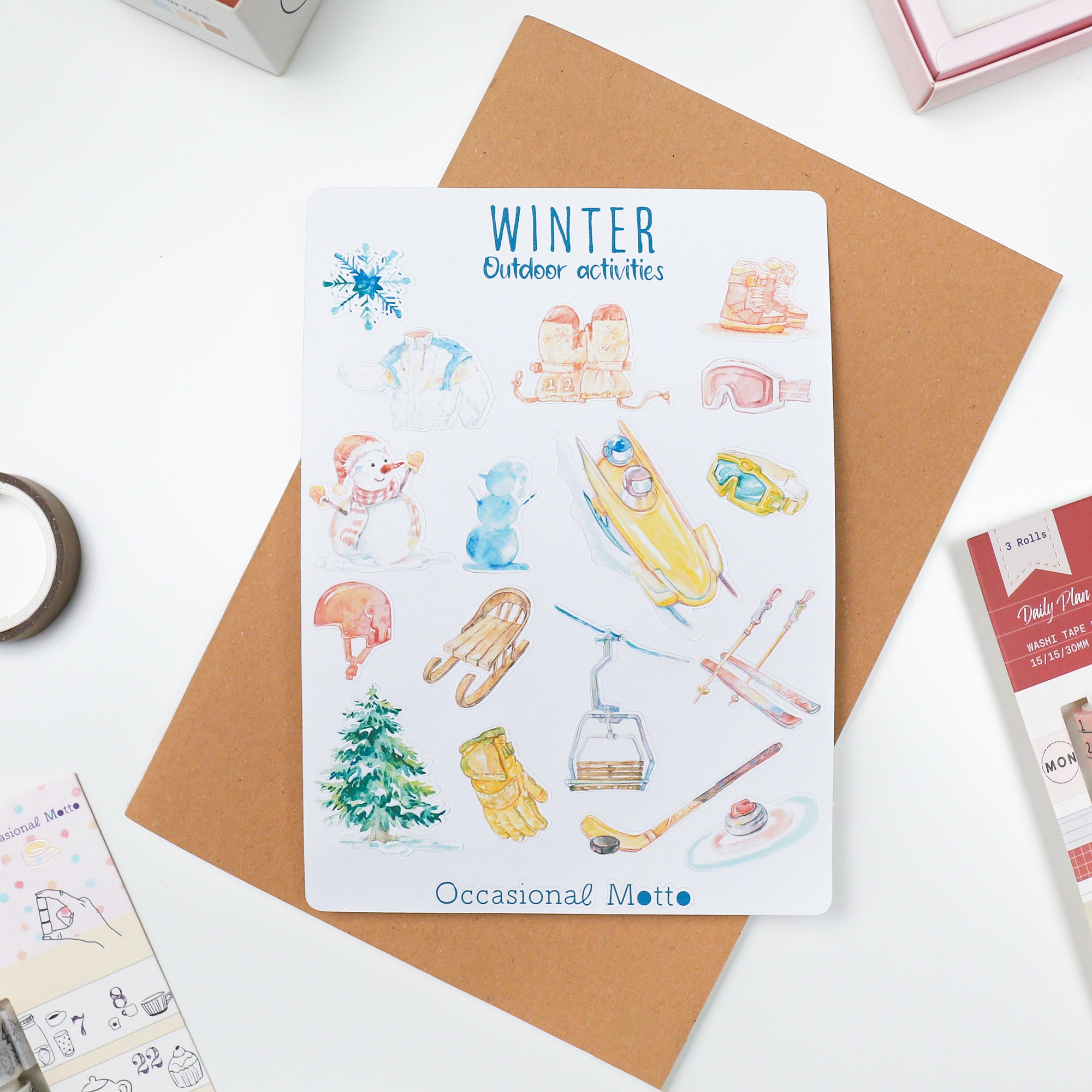 Winter Activities Themed Sticker Sheet for Journaling Winter | Etsy