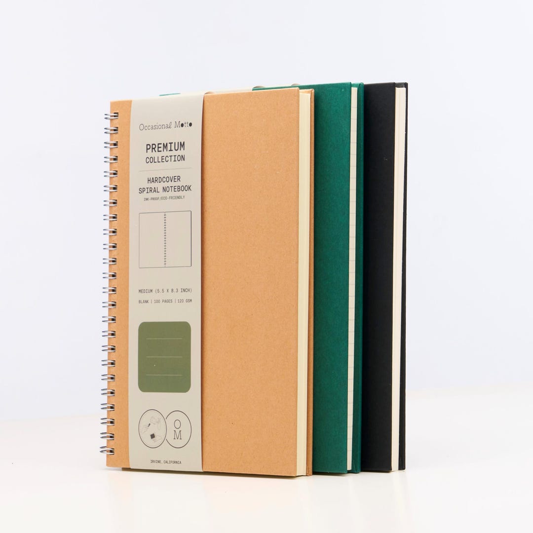 Set of 3 Hardcover Spiral Kraft Notebook | 120gsm Eco-friendly Paper ...