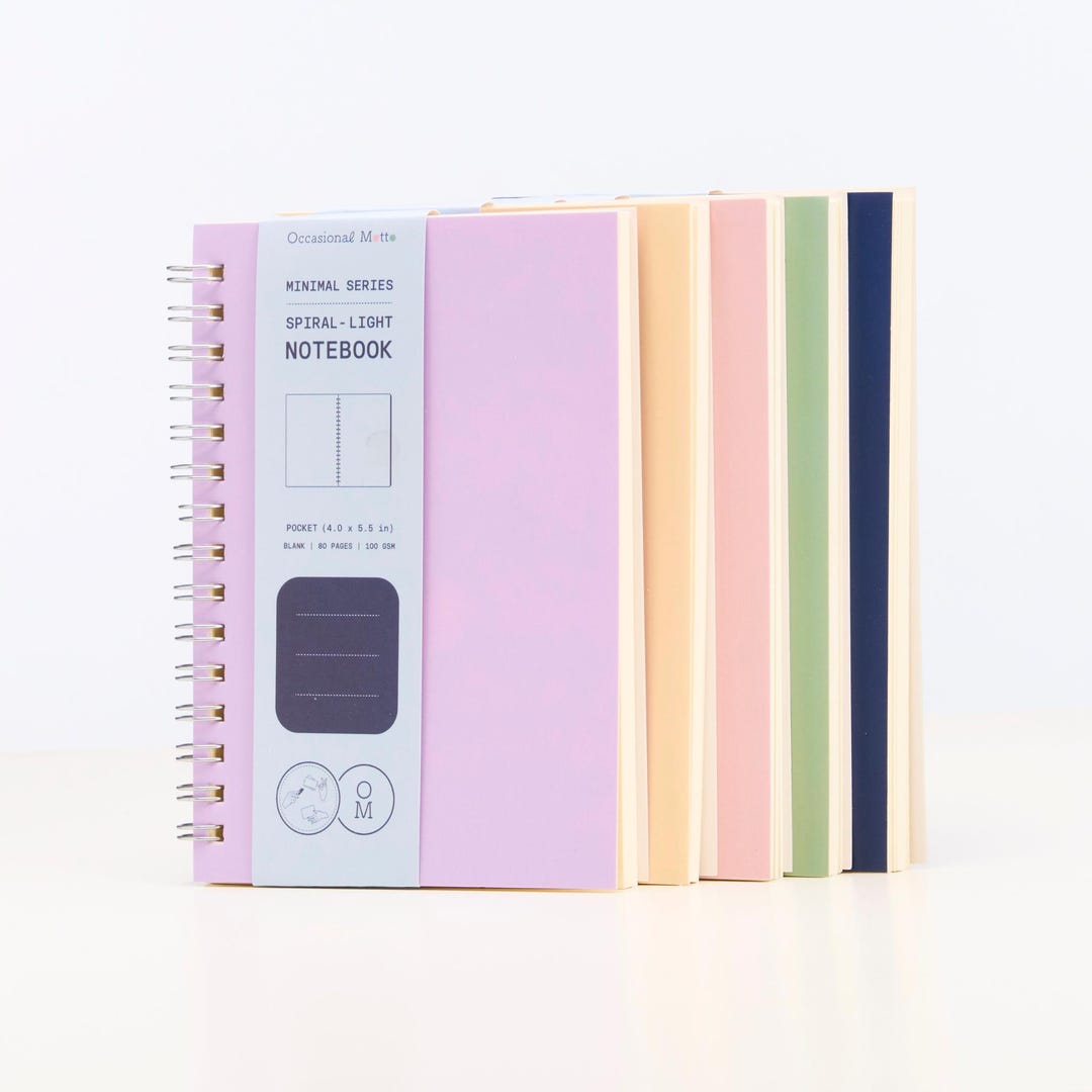 Set of 5 Pastel Spiral Notebook | Colorful Spiral Notebook | 80 Pages ...
