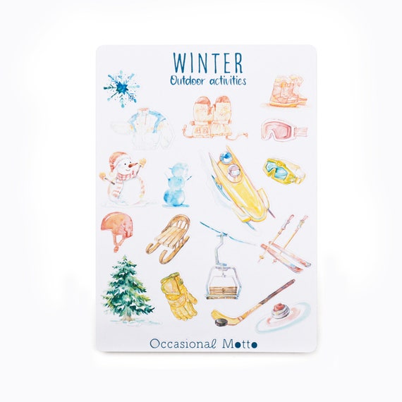 Winter Activities Themed Sticker Sheet for Journaling Winter | Etsy