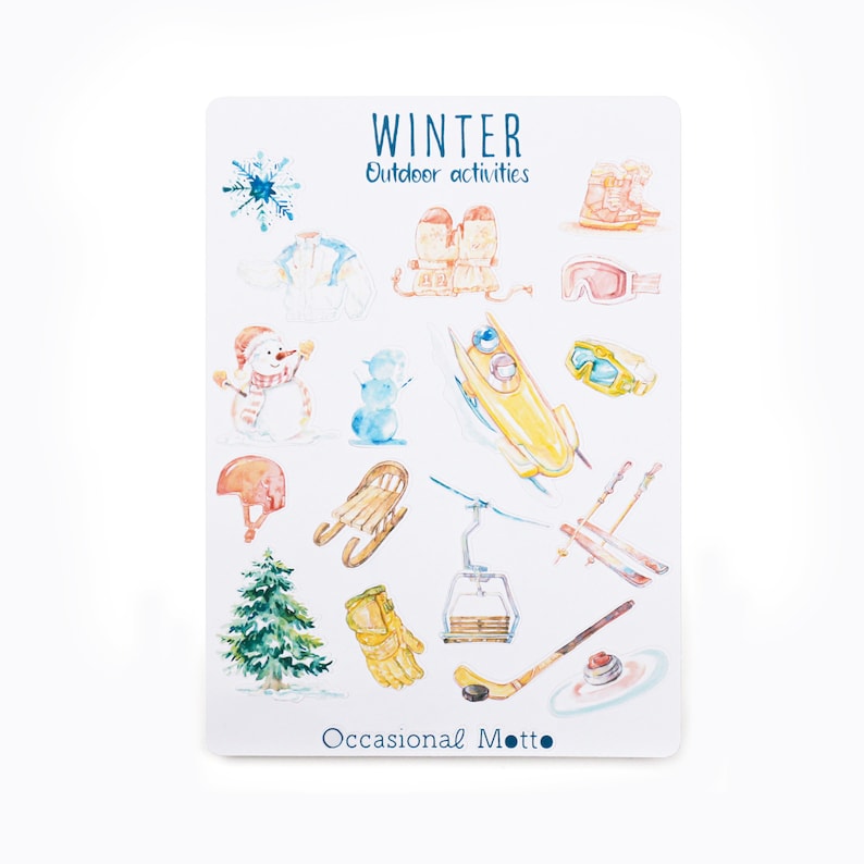 Winter Activities Themed Sticker Sheet for Journaling | Winter Outdoor ...
