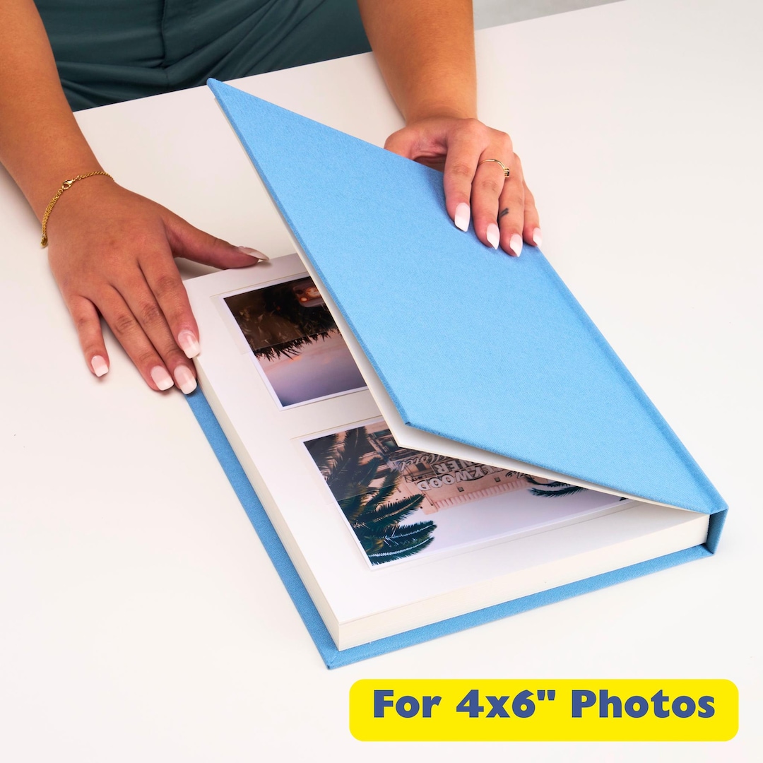 Personalized Linen Hardcover Photo Album for 4x6 Inch Photos | 48 ...
