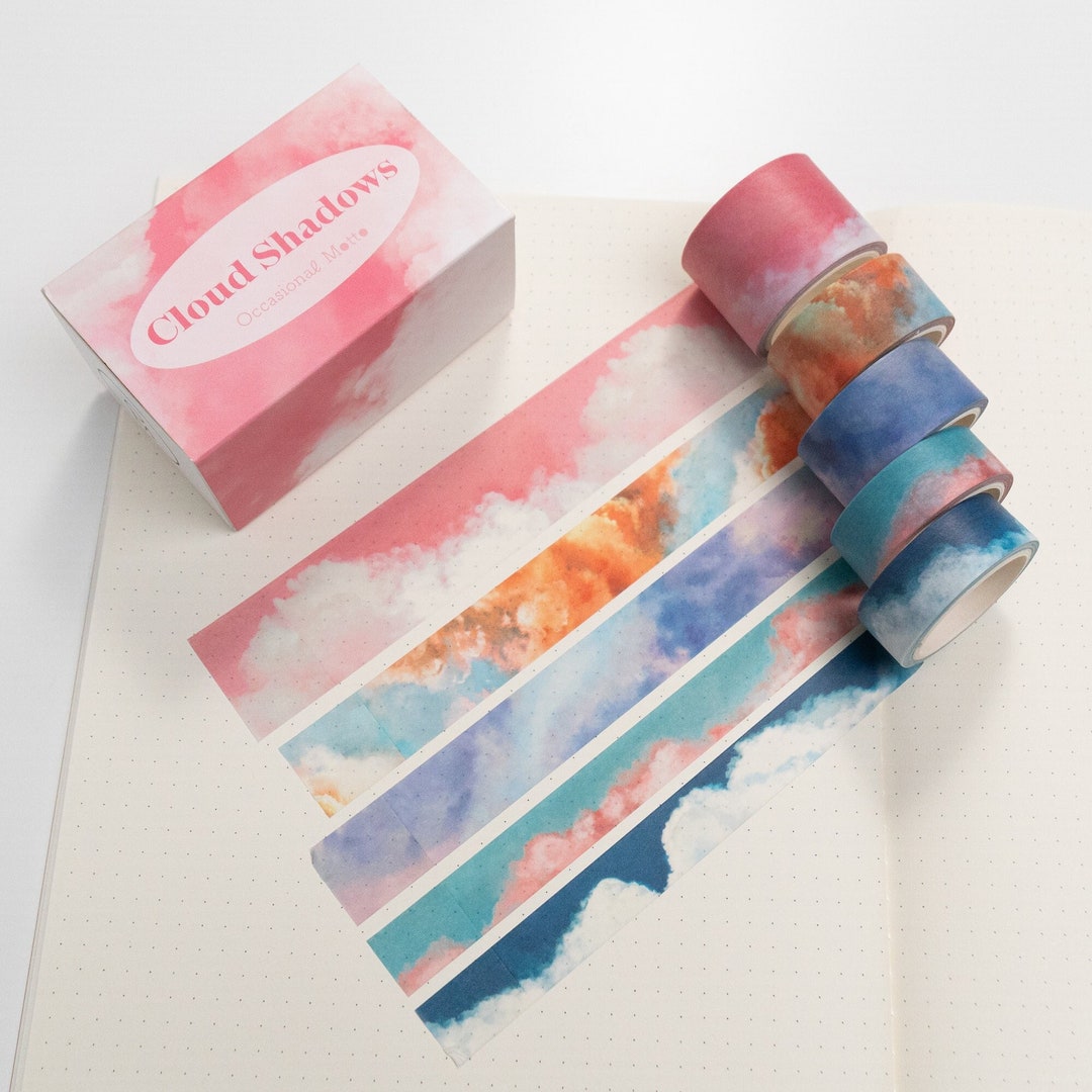 5 Rolls Cloud Shadows Washi Tape Set 30mm 20mm 15mm Width 5 Meters ...