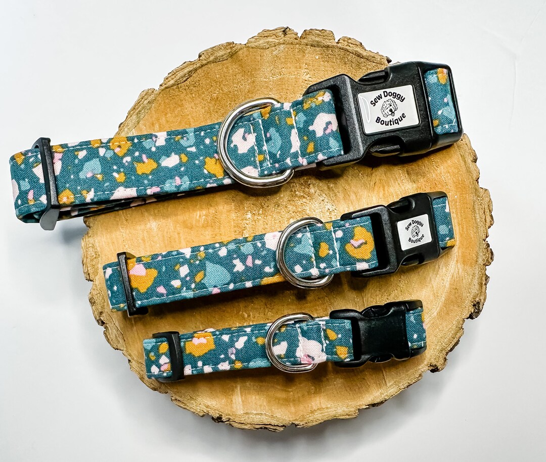 Terrazzo Dog Collar, Teal Dog Collar, Groovy Retro Dog Collar, Orange ...