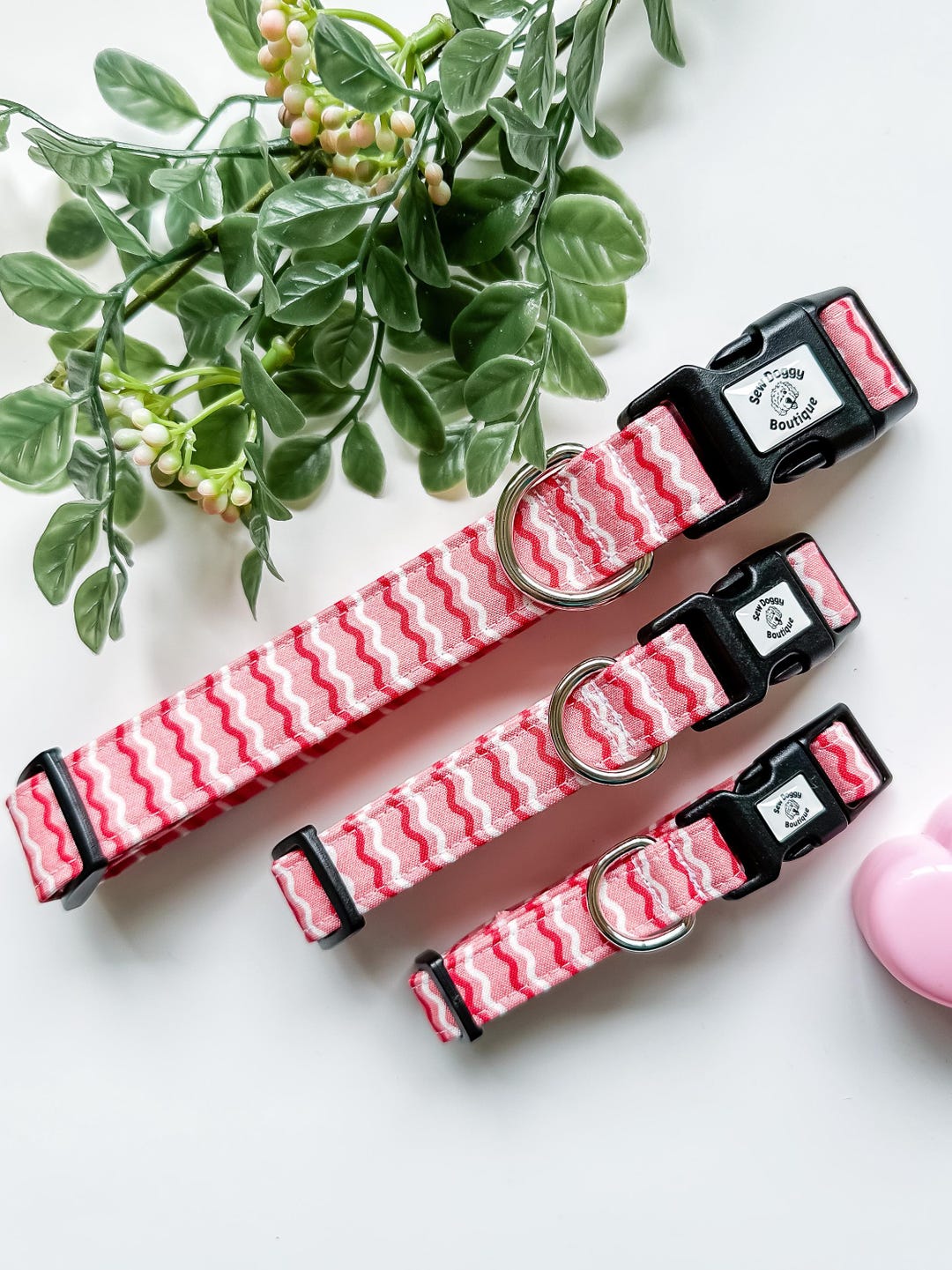 Cute Pink Dog Collar for Valentine’s Day, Pink Adjustable Pet Collar ...