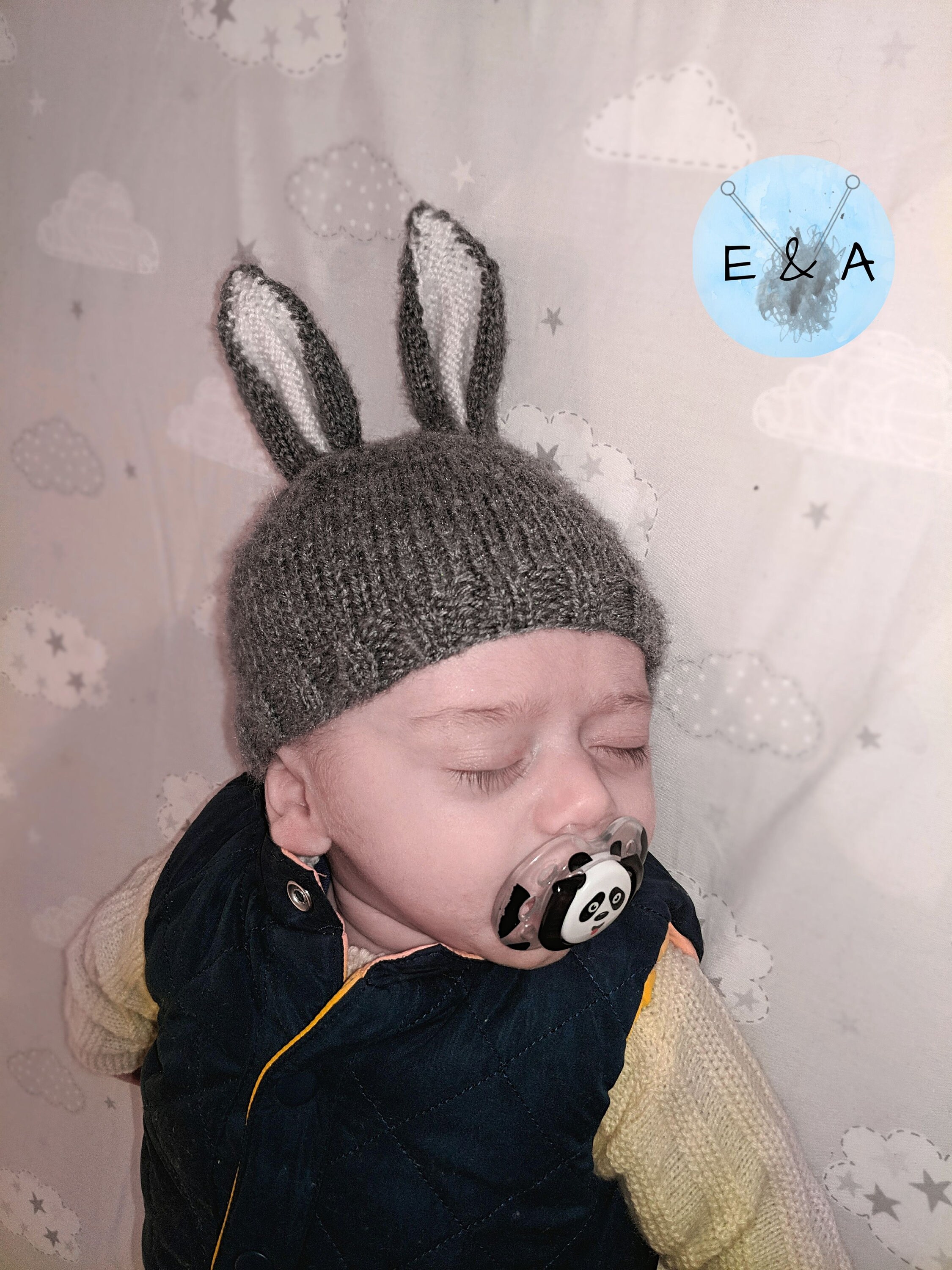 Baby Rabbit Hand Knitted Hat Bunny Ears Hat Newborn, Toddler Easter ...
