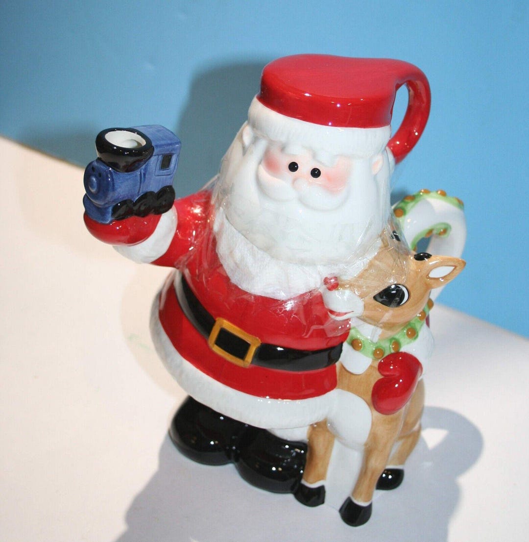 Rudolph the Red Nosed Reindeer With Santa Lenox Pitcher Mug Teapot - Etsy