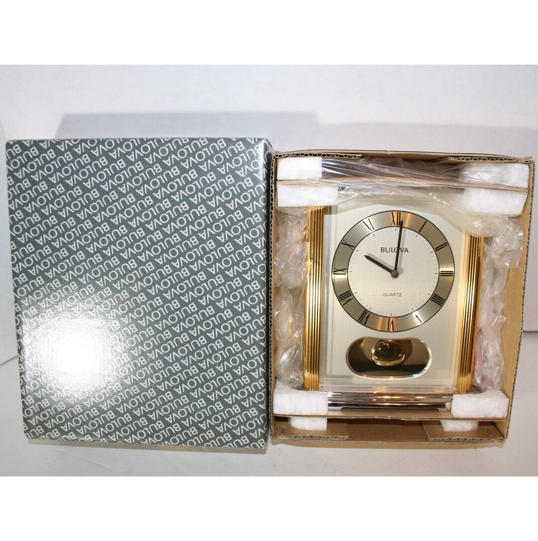 Bulovia Table Clock Model # B7551 Nickel / Goldtone - Etsy