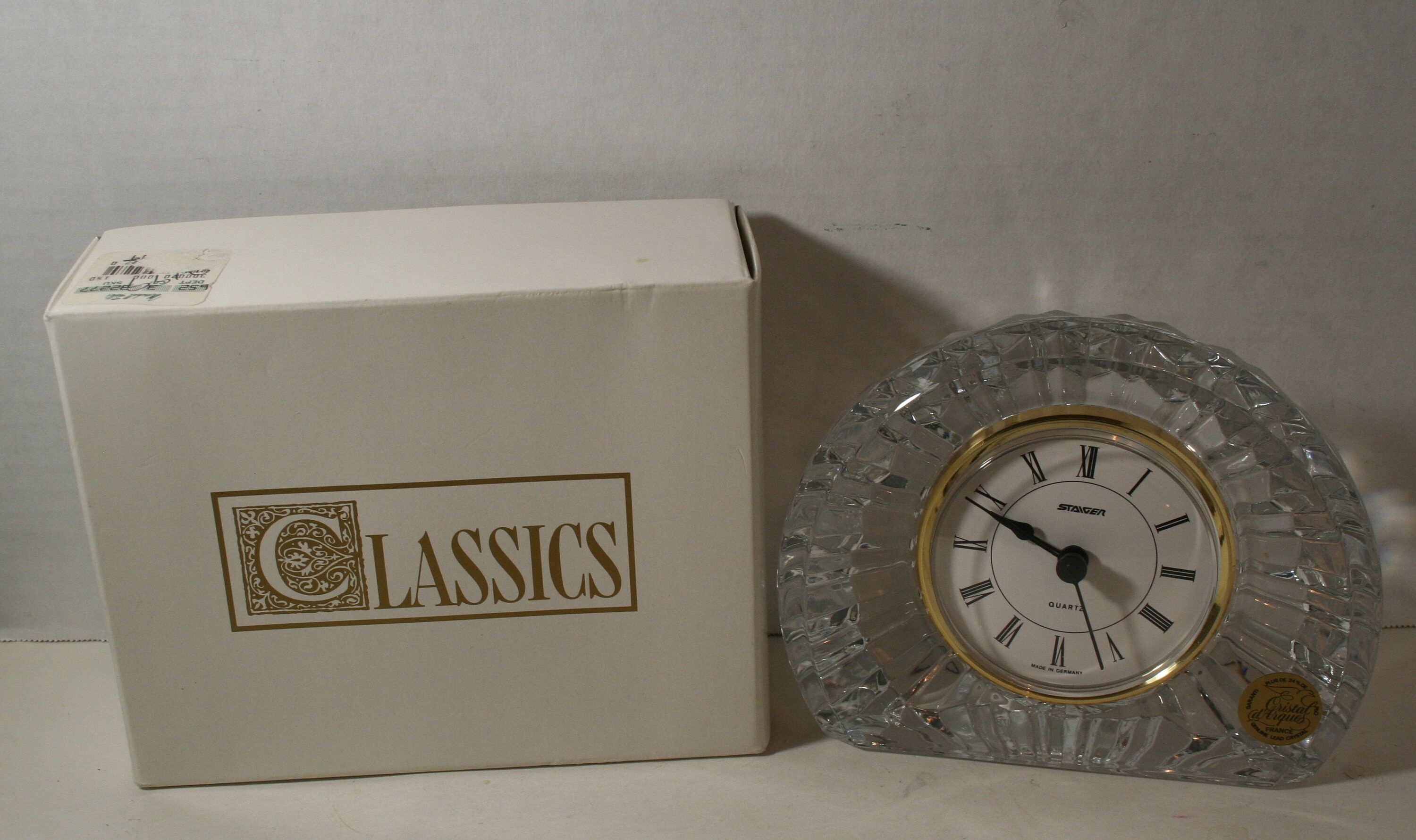 Vintage Cristal D'arques Mantle Clock Genuine Lead Crystal Half Moon ...