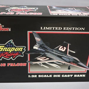 Dale Earnhardt Limited Edition F-16 Falcon Jet Die Cast Bank 1:32 Scale ...