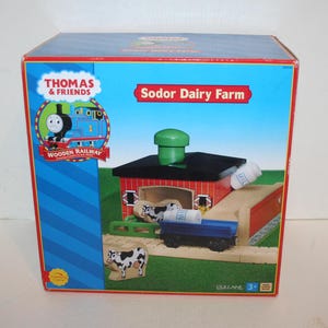 Thomas the Tank Engine & Friends Sodor Dairy Farm Wooden Railway Trains ...