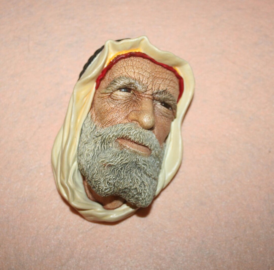 Vintage Syrian Bosson Mask Head Character Chalkware Wall Plaque - Etsy