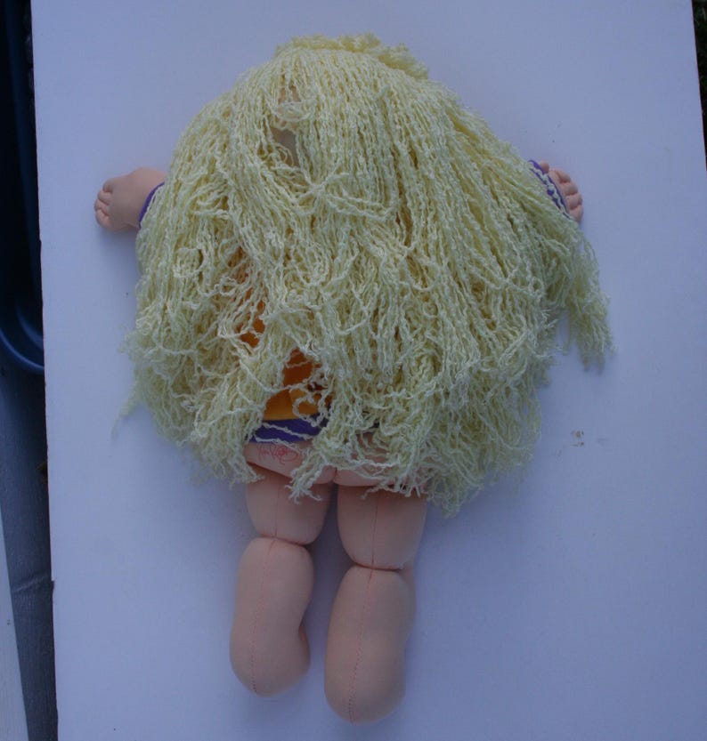 Cabbage Patch Doll Head #4: Paci Face Girl Dimples Yellow Hair / Green ...