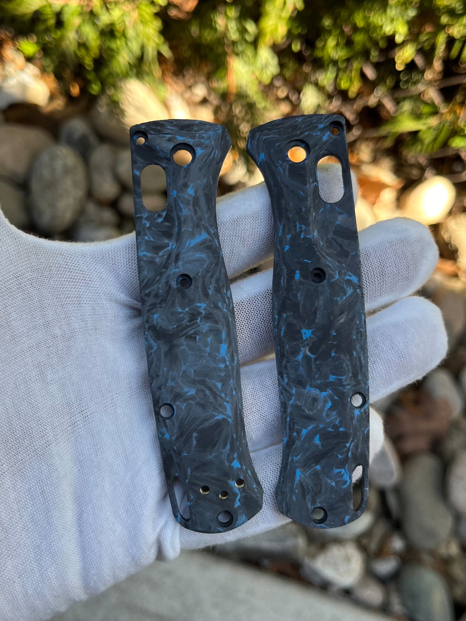 Benchmade Bugout 535 Replacement Scale Kit CARBON FIBRE Blue Flake ...