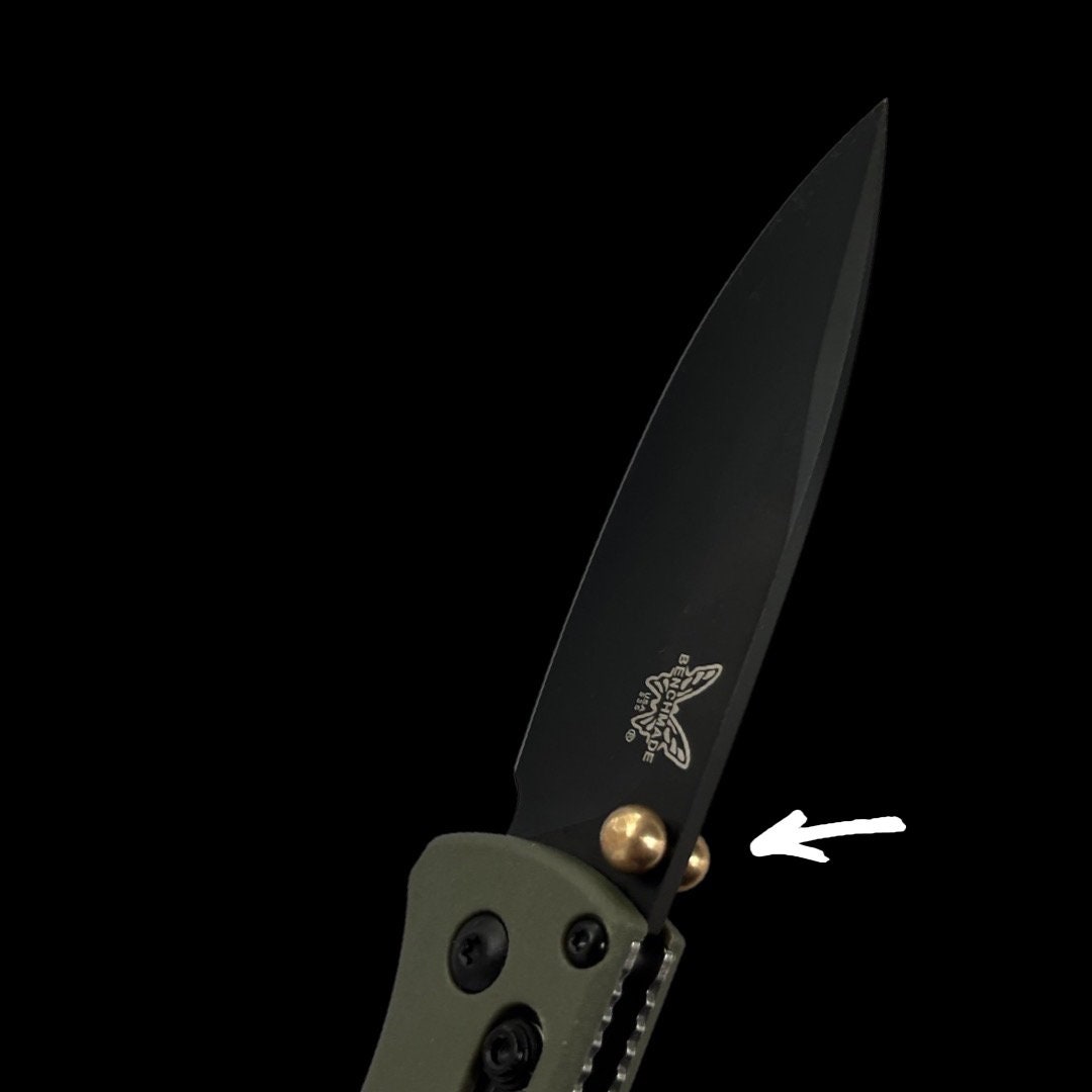 Benchmade Mini Bugout Thumb Stud Custom Double Brass Ball Thumb Stud ...