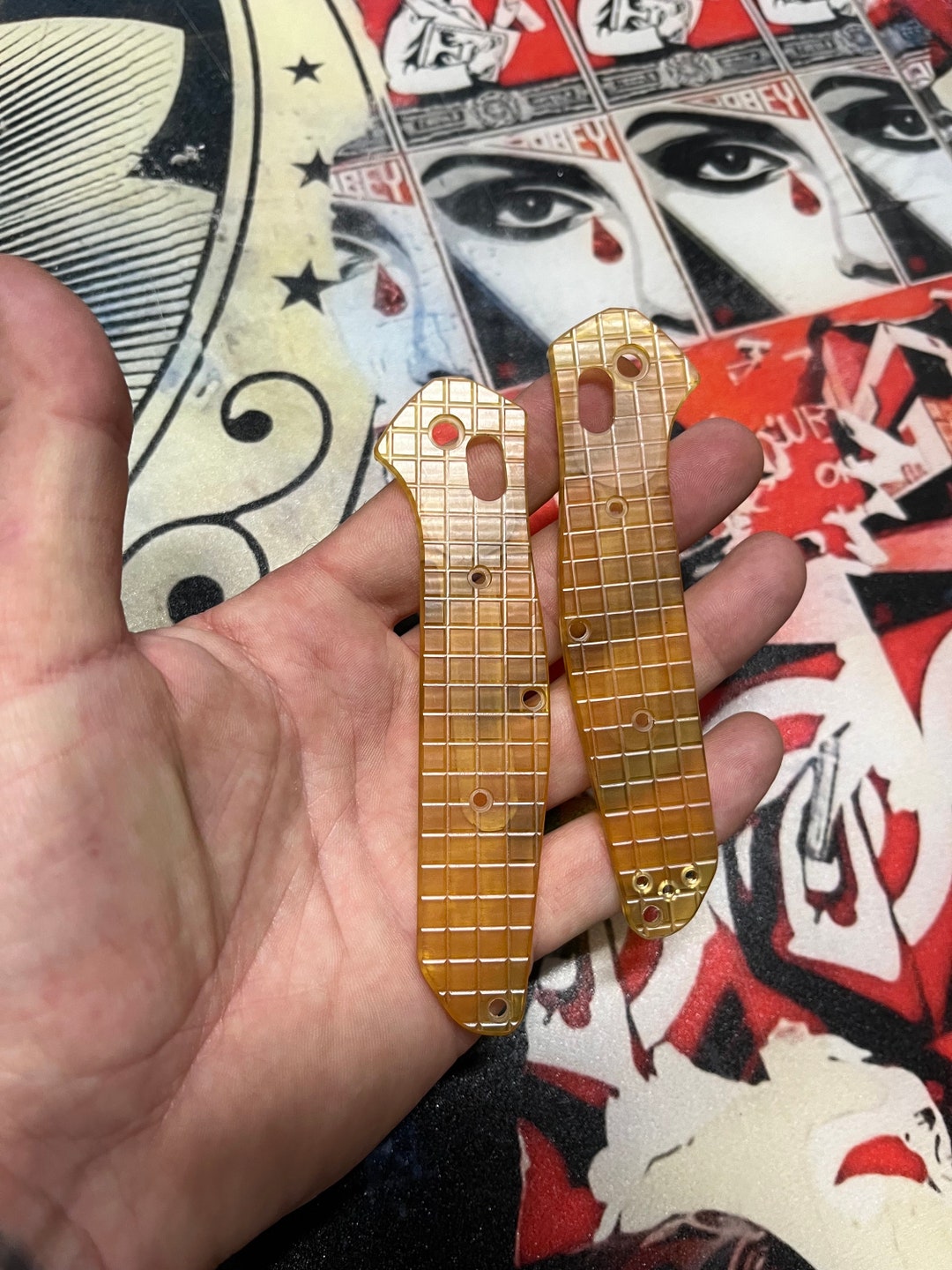 Benchmade Osborne 940 Replacement Scale Kit / Clear Golden Fragged ...