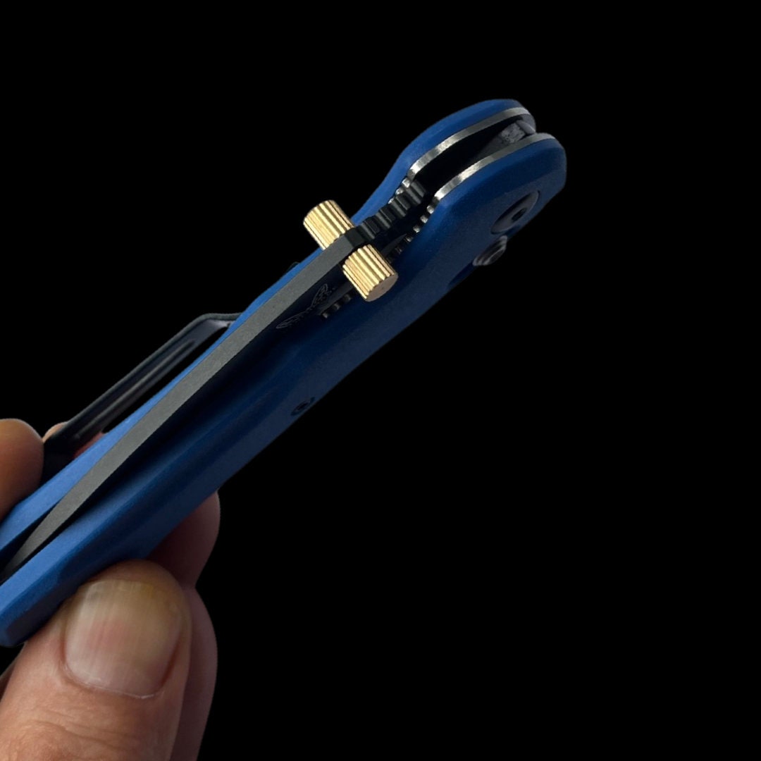 Benchmade Mini Barrage Thumb Stud Custom Double Brass Grind Thumb Stud ...